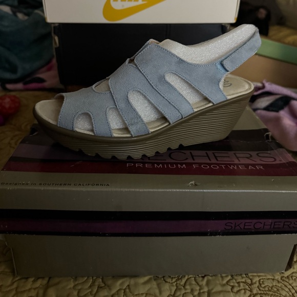 Skechers | Shoes | Skechers Womens Light Blue Slingback Sandals | Poshmark